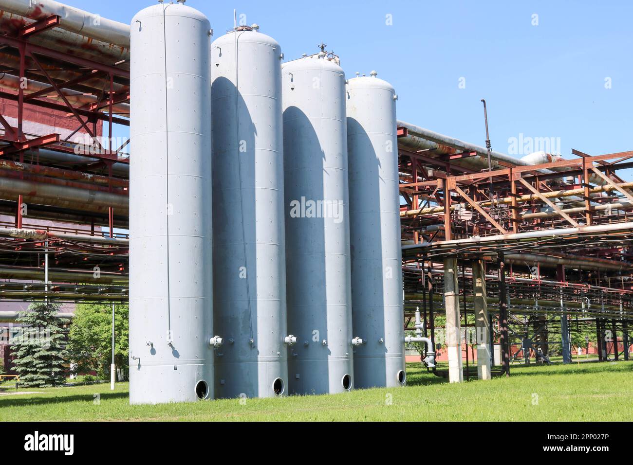 A large concrete technological industrial installation at a chemical ...
