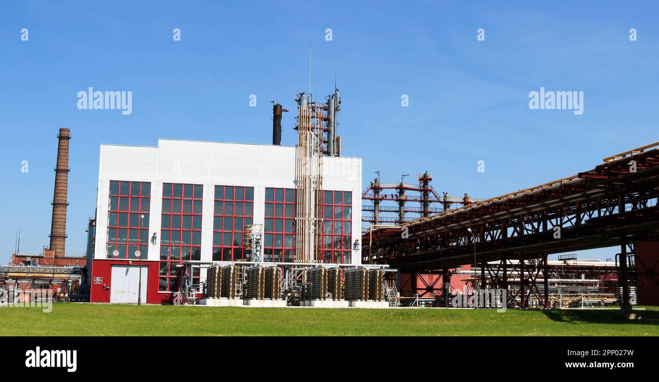 A large concrete technological industrial installation at a chemical ...