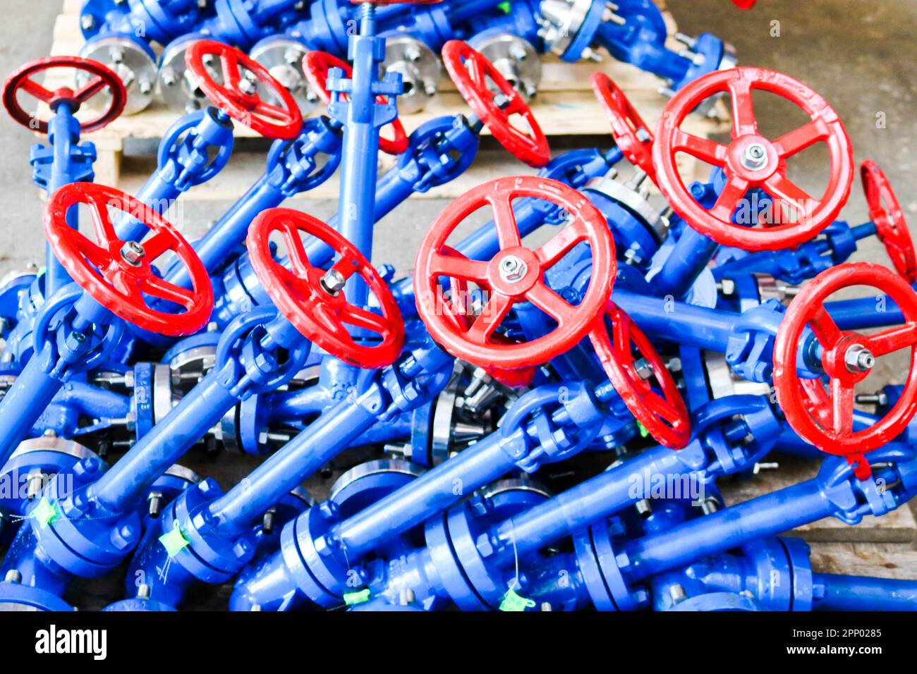 Many new small iron metal shut-off valves, regulating valves with ...