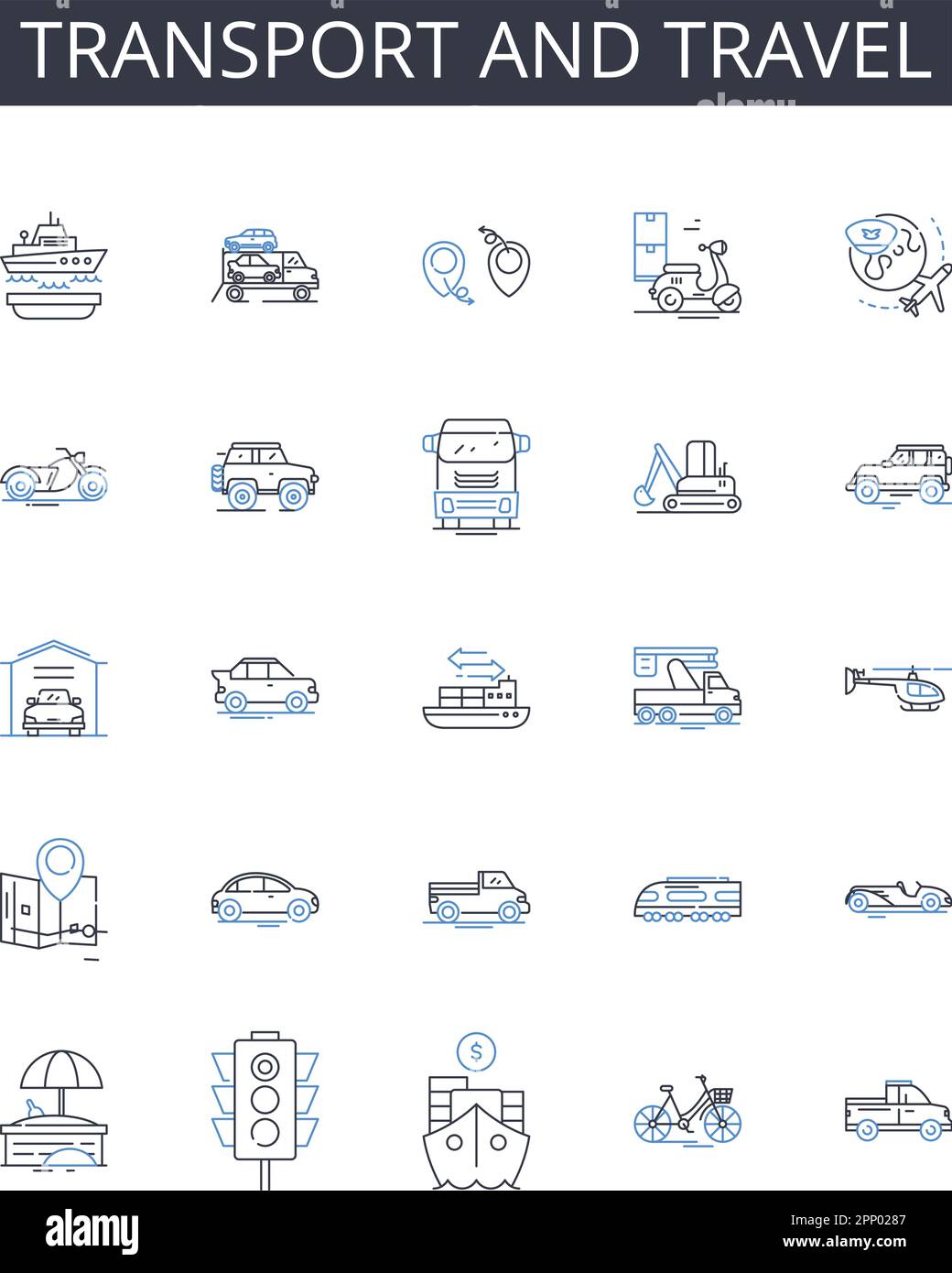 Transport and travel line icons collection. Commute, Voyage, Mobility ...