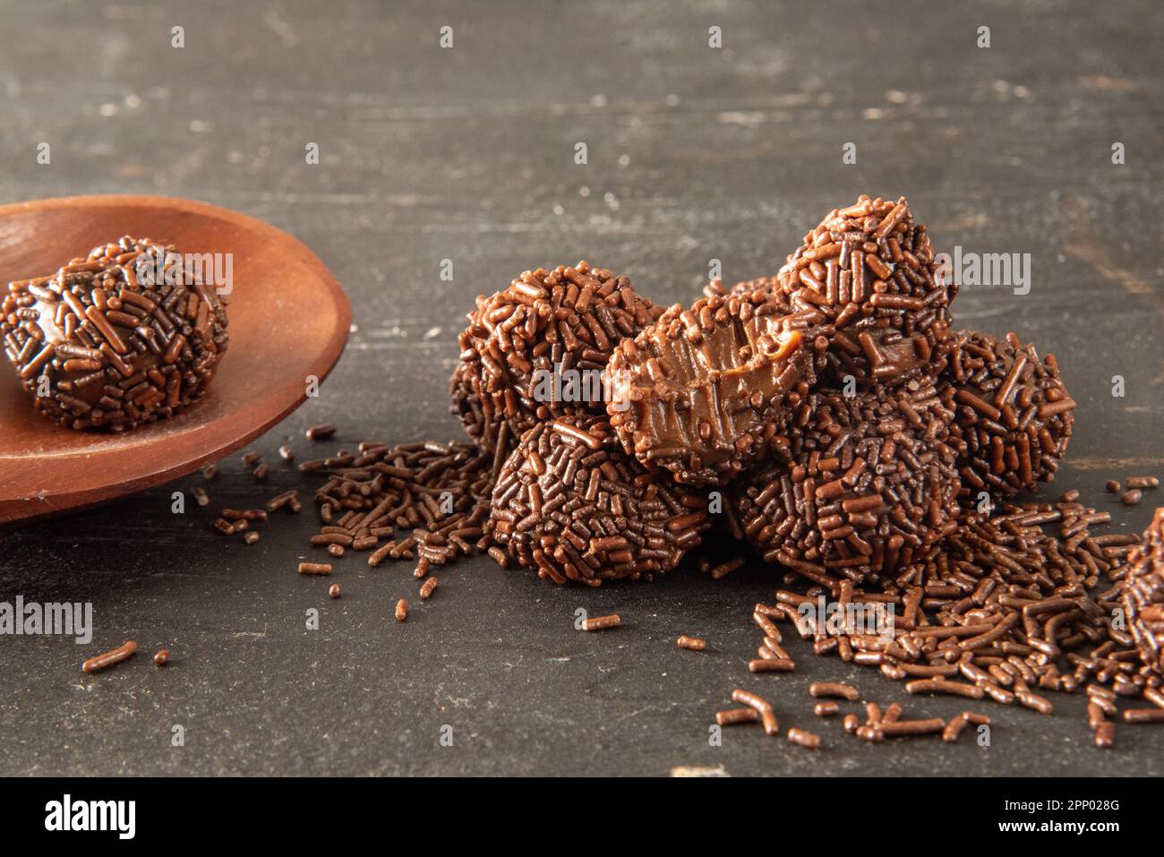 Brigadeiro (Brigadeiro) Traditional Brazilian sweet. Chocolate candies ...