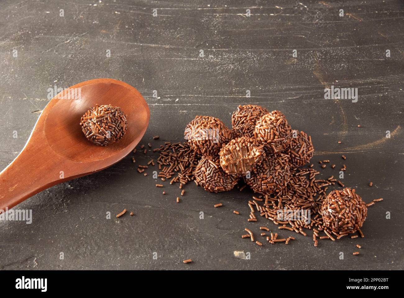 Brigadeiro (Brigadeiro) Traditional Brazilian sweet. Chocolate candies ...