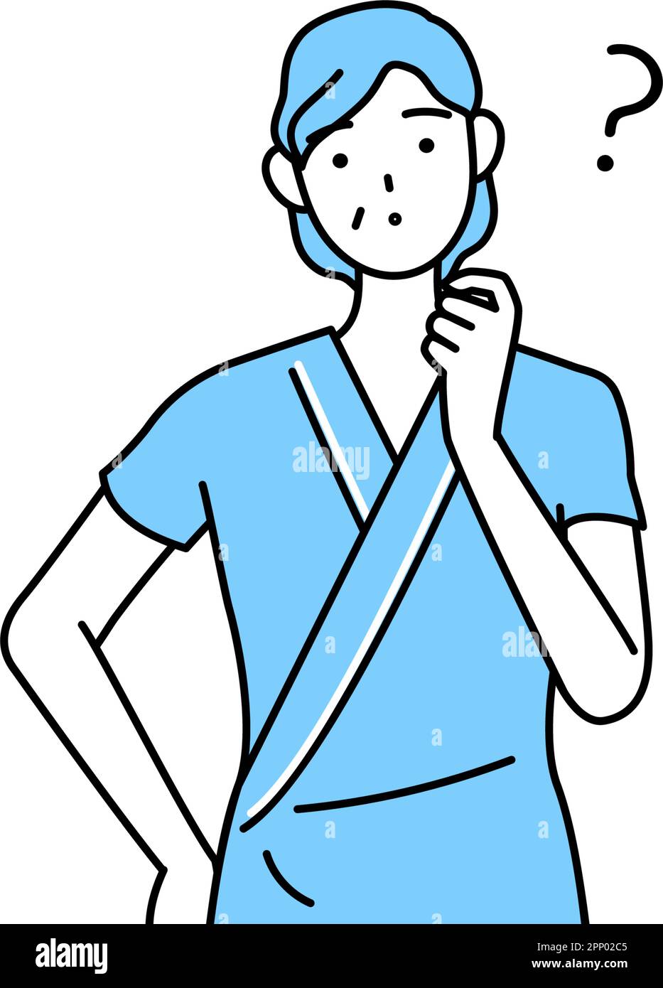 Middle-aged and senior female admitted patient in hospital gown nodding ...