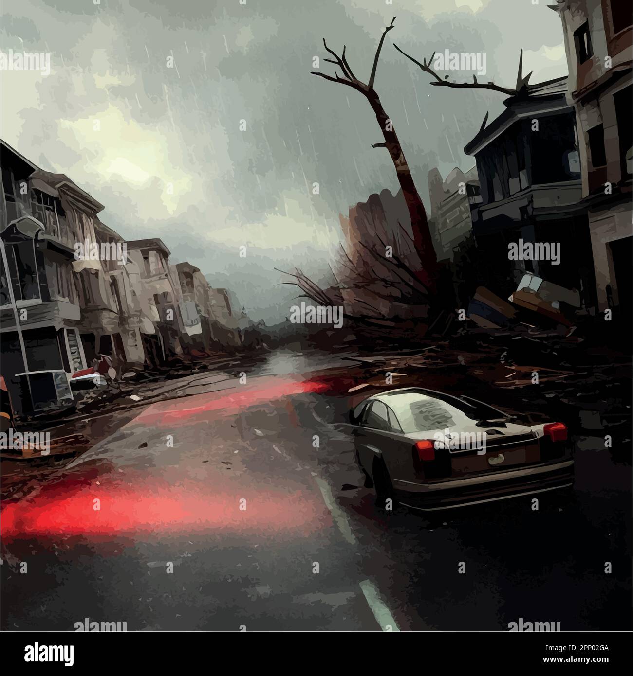 Destroyed buildings tornado Stock Vector Images - Alamy