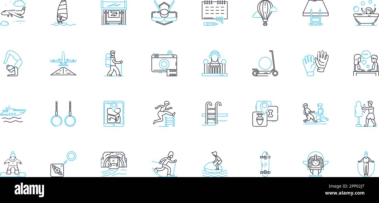 Clean routine linear icons set. Scrubbing, Disinfecting, Sanitizing ...