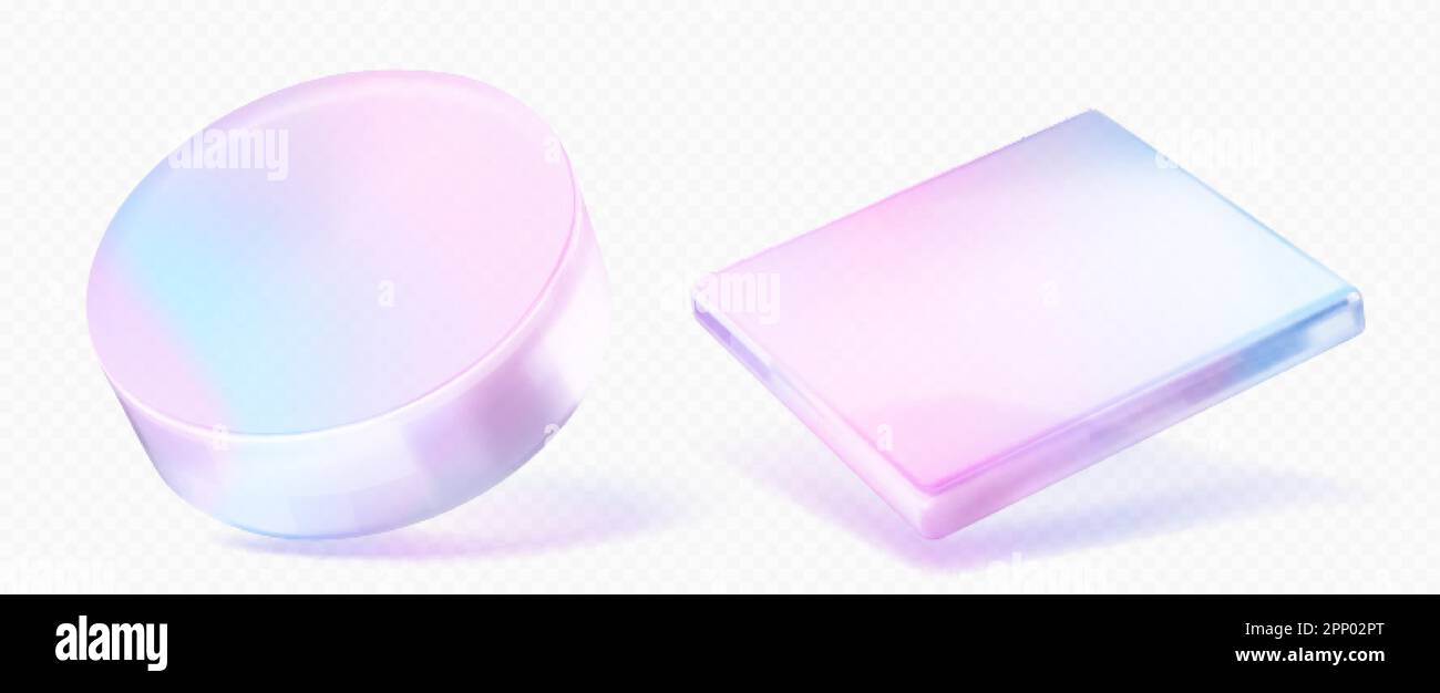 3d crystal glass texture shape with holographic gradient. Isolated ...