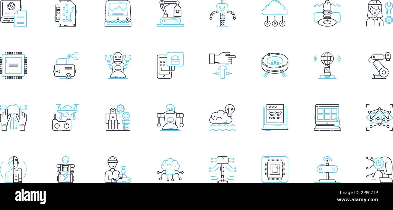 Mechatronics Systems linear icons set. Robotics, Sensors, Automation ... Mechatronics Systems linear icons set. Robotics, Sensors, Automation ...