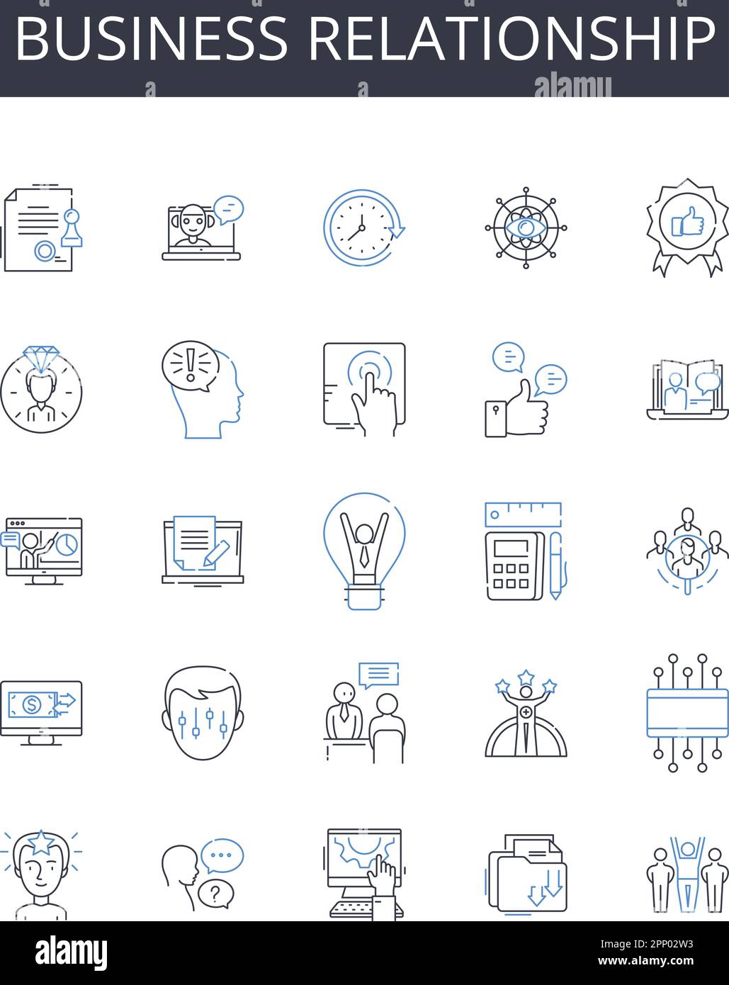 Business relationship line icons collection. Customer loyalty ...