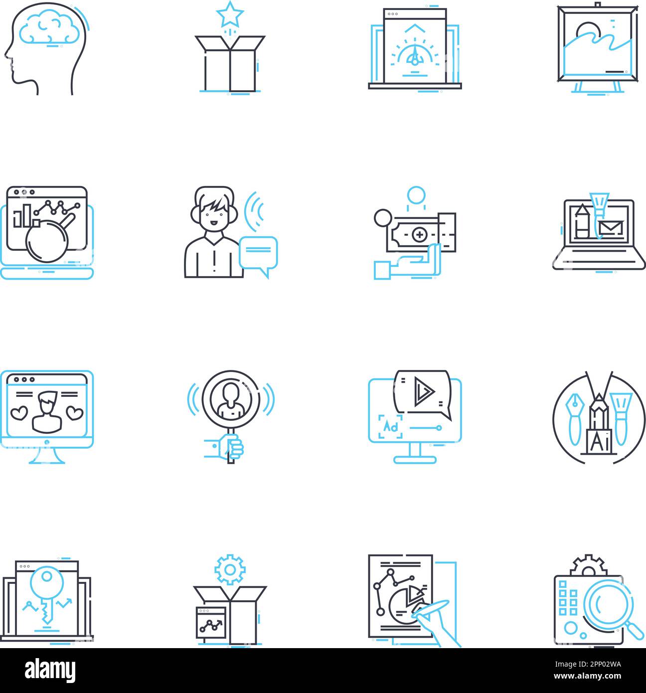 Web governance linear icons set. Accessibility, Accountability ...