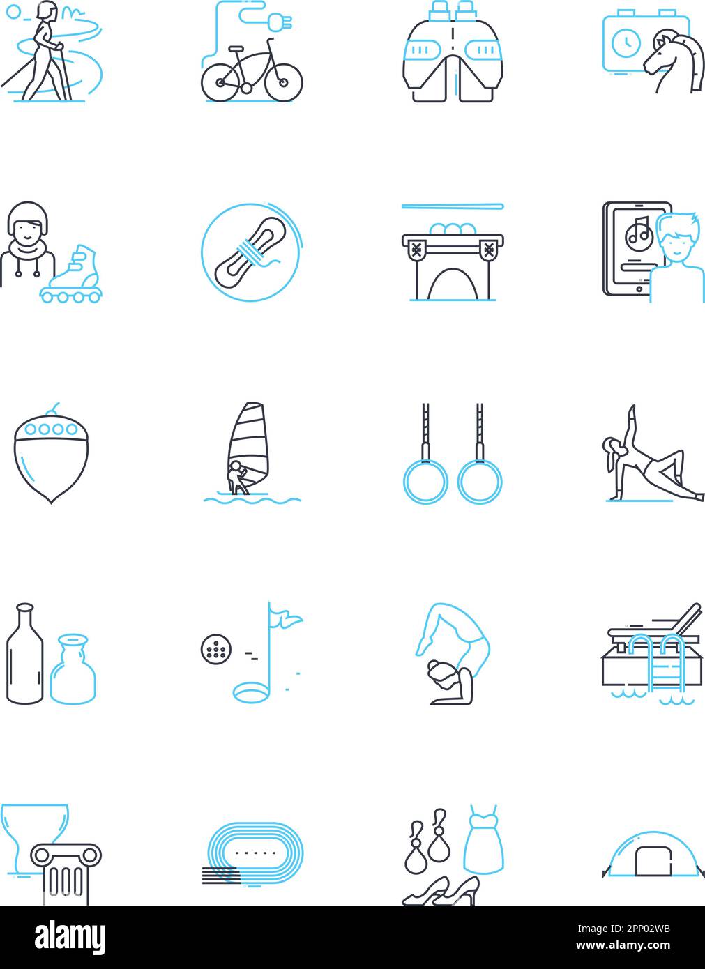 Recreational hub linear icons set. Amusement, Entertainment, Fun ...