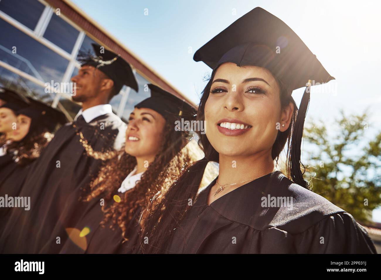 Ready to make the most of her future. Portrait of a smiling university ...