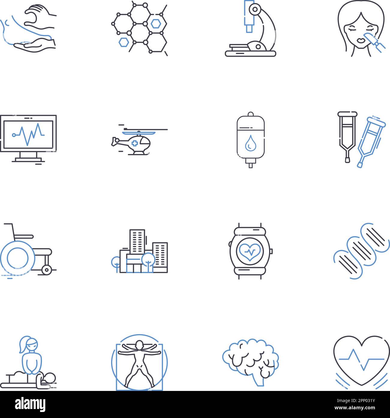 Primary care line icons collection. prevention, wellness, checkup ...