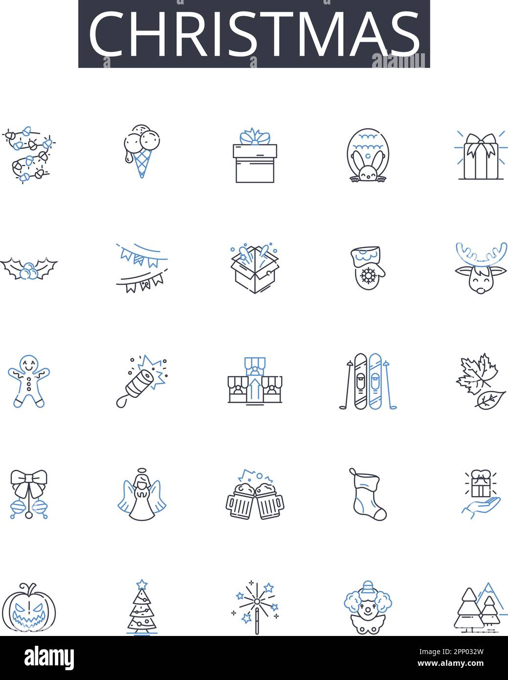 Christmas line icons collection. Yuletide, Noel, Holiday season ...
