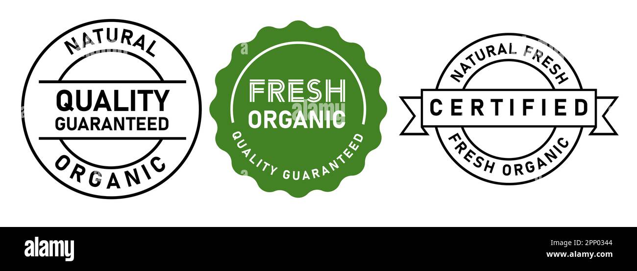 Quality guaranteed certified fresh organic badge stamp label sticker ...
