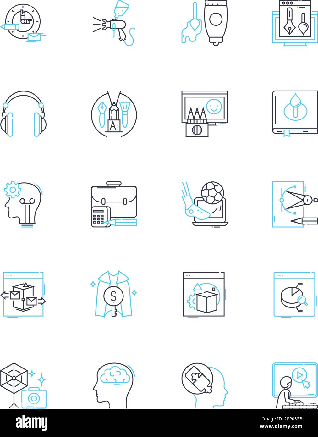 Electronic art linear icons set. Digital, Multimedia, Interactive, Code ... Electronic art linear icons set. Digital, Multimedia, Interactive, Code ...