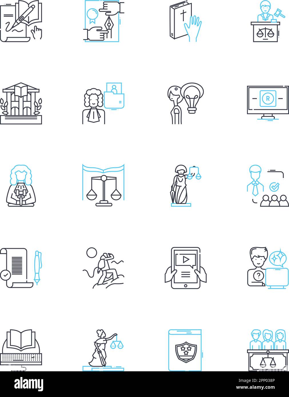 Litigation rights linear icons set. Advocacy, Legal, Justice, Rights ...