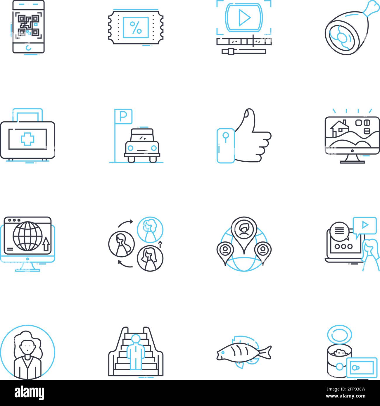 Virtual assistants linear icons set. Automation, Productivity ...