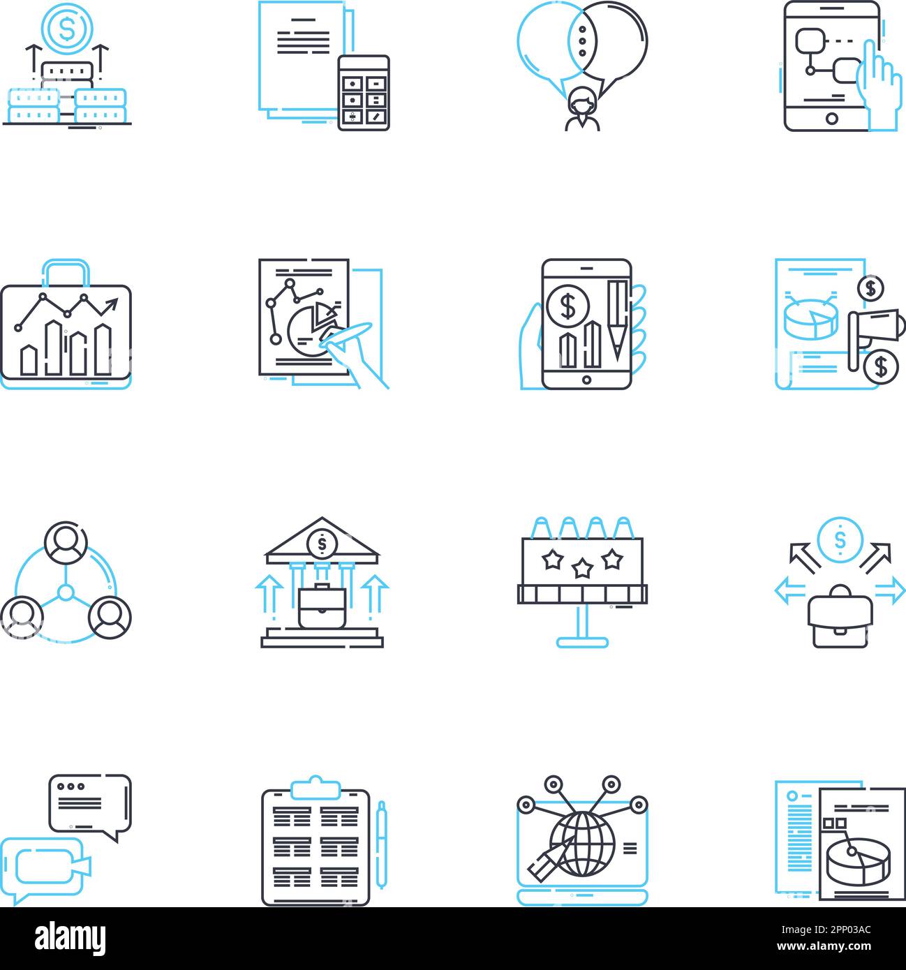 Digital advertising linear icons set. Programmatic, Native, Display ...