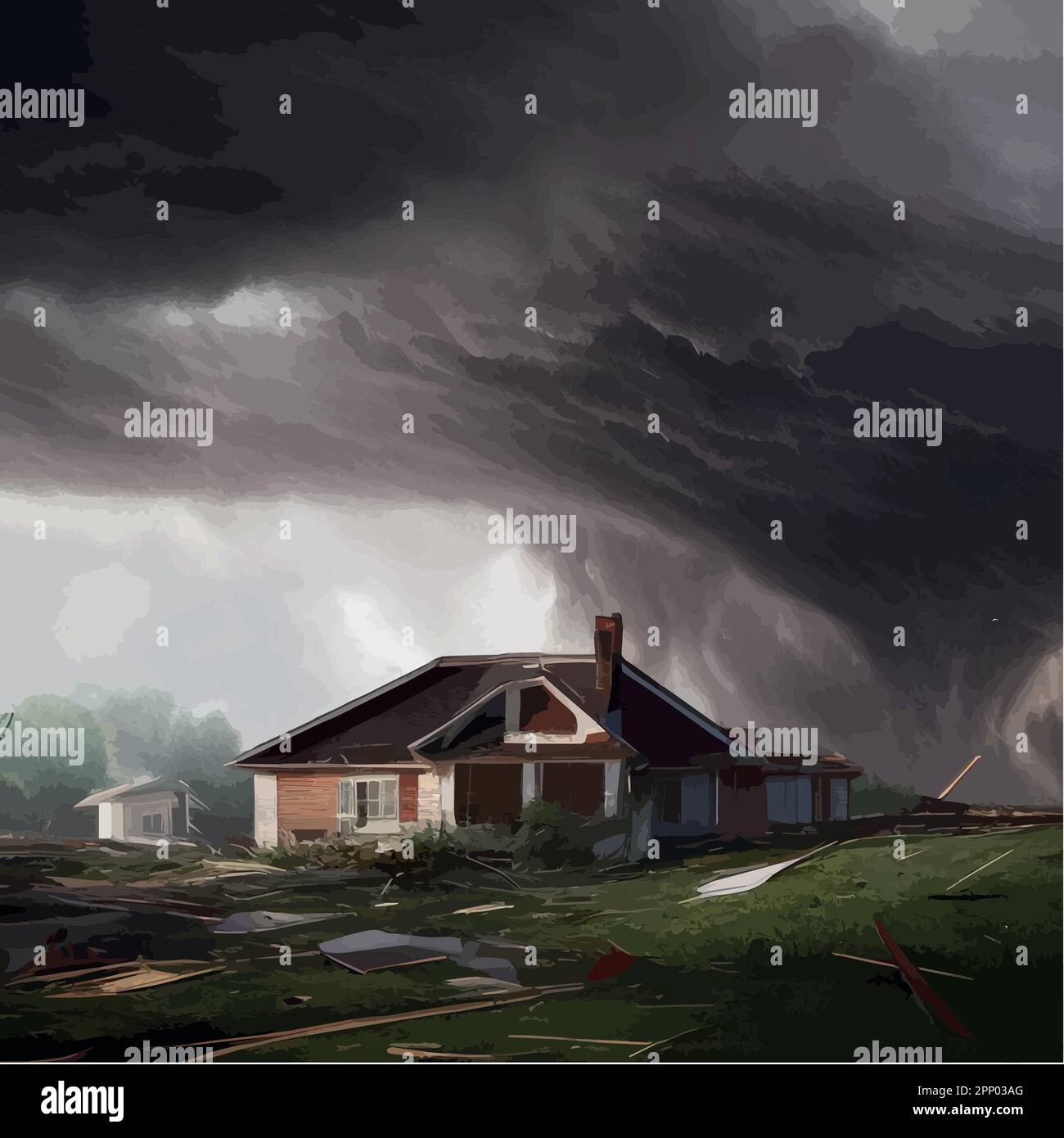 Tornado path of destruction Stock Vector Images - Alamy