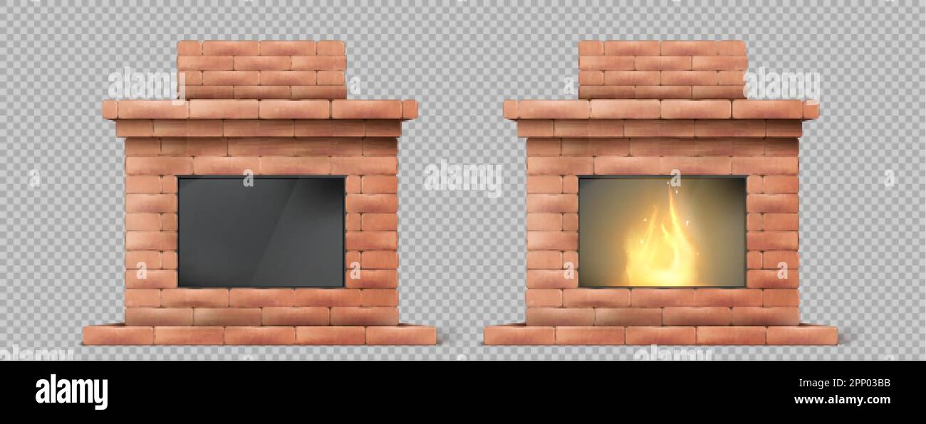 Realistic fireplace with fire isolated on transparent background ...