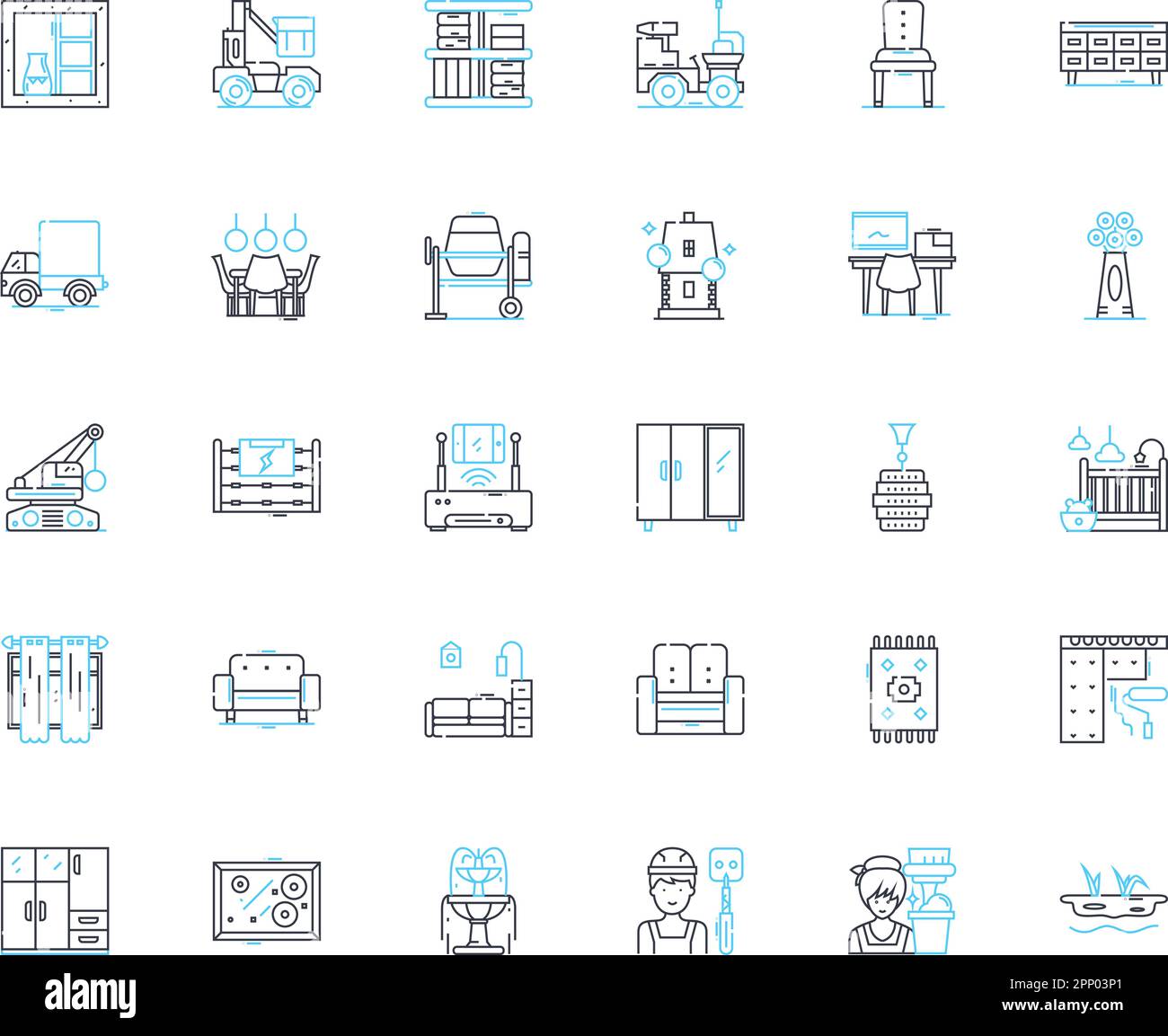 Residence linear icons set. Abode, Habitat, Domicile, Dwelling, House ...