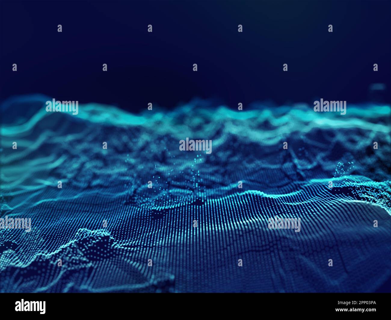 3D render of a big data cyber stream design with flowing waves of ...