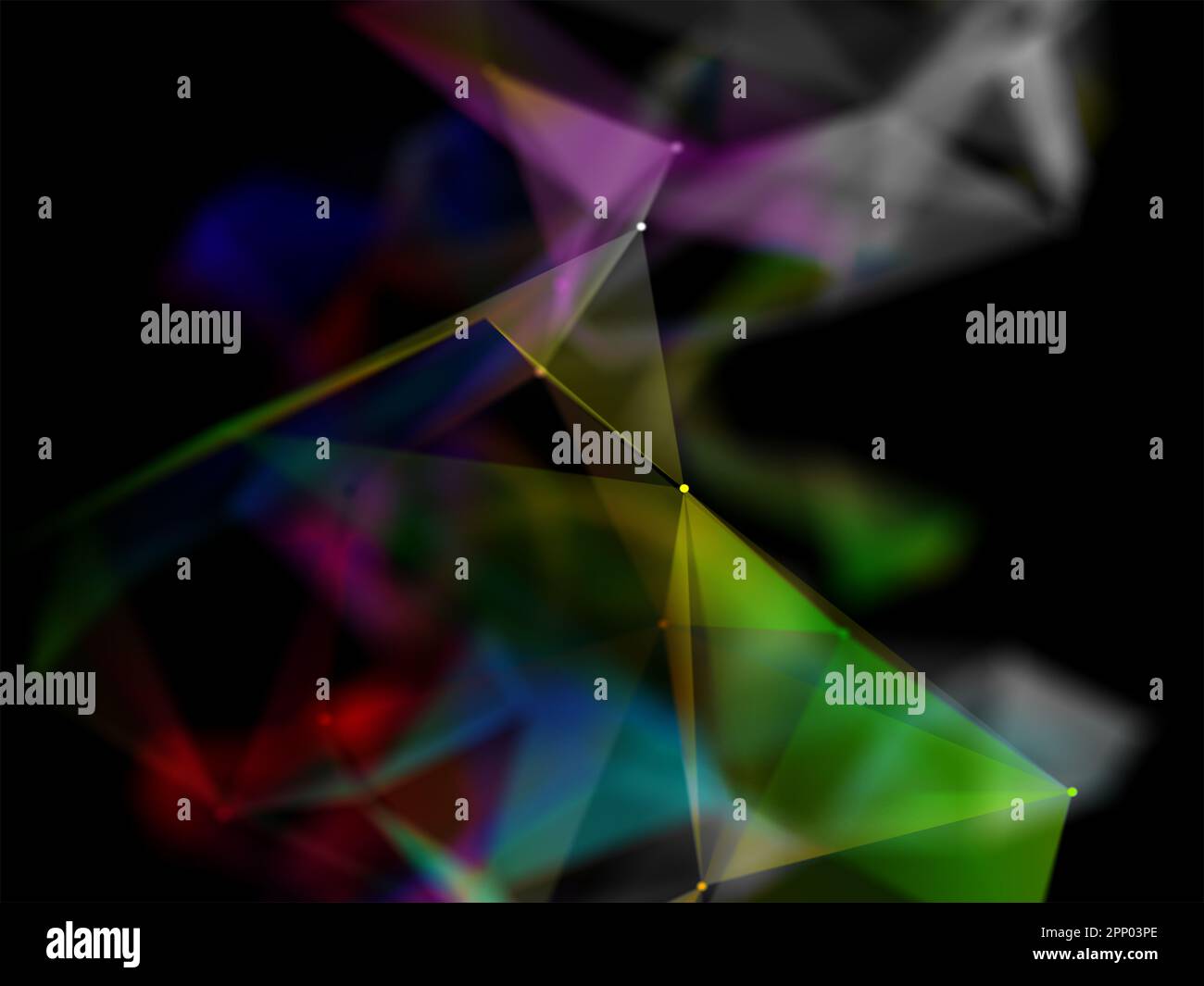 3D render of a colourful technology background with low poly plexus ...