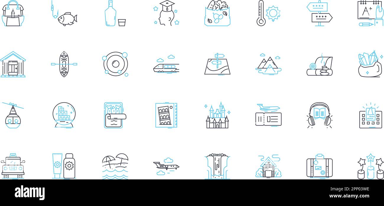 Serene escape linear icons set. Tranquility, Calmness, Peace ...