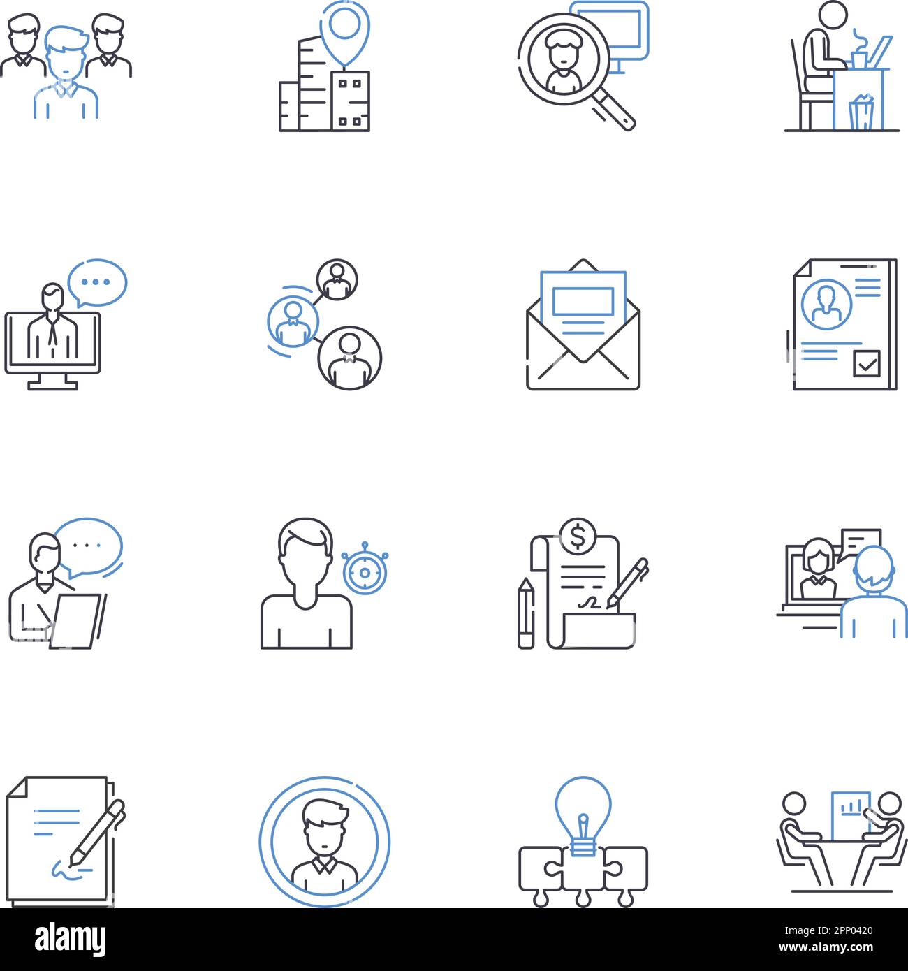 Talent sourcing line icons collection. Recruitment, Screening, Nerking, Headhunting, Referral ...