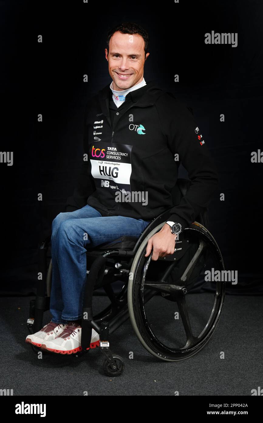 Marcel Hug during a photocall held at the TCS London Marathon media ...