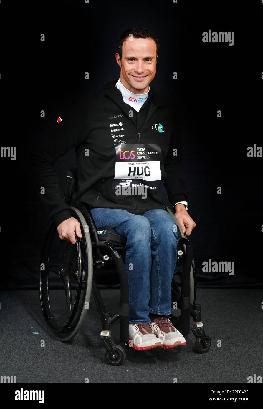 Marcel Hug during a photocall held at the TCS London Marathon media ...