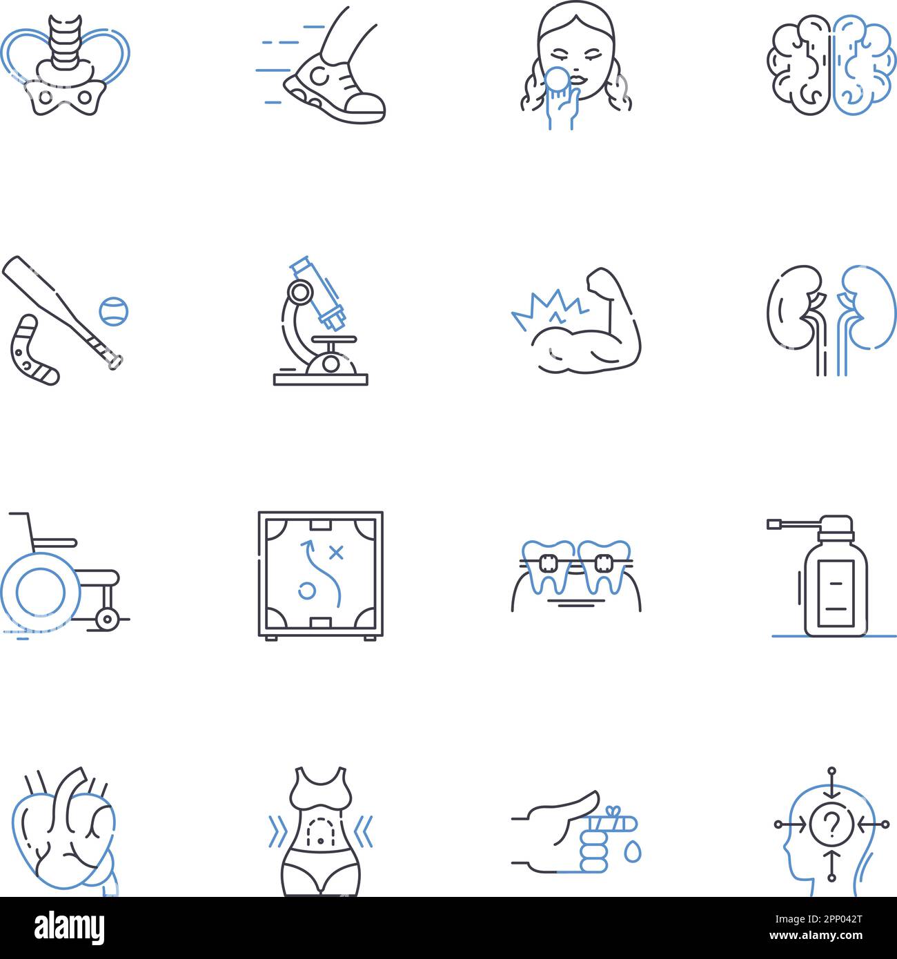 Muscles line icons collection. Strength, Power, Stamina, Movement ...