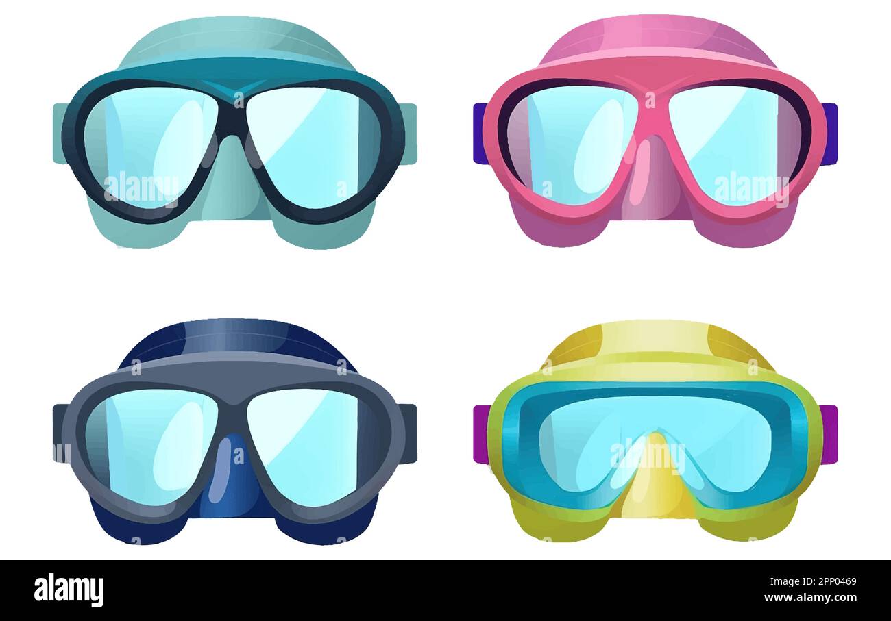 set vector illustration of dive swimming glasses isolate on white ...