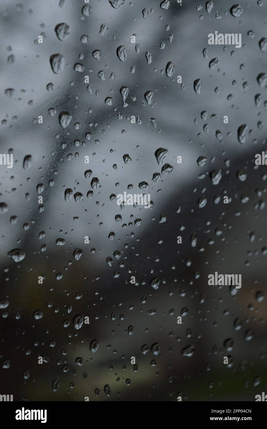 A vertical shot of rain droplets on a window Stock Photo - Alamy