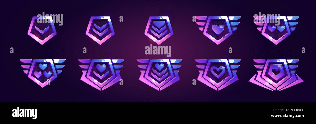 Military game insignia rank badge cartoon vector illustration. Isolated ...