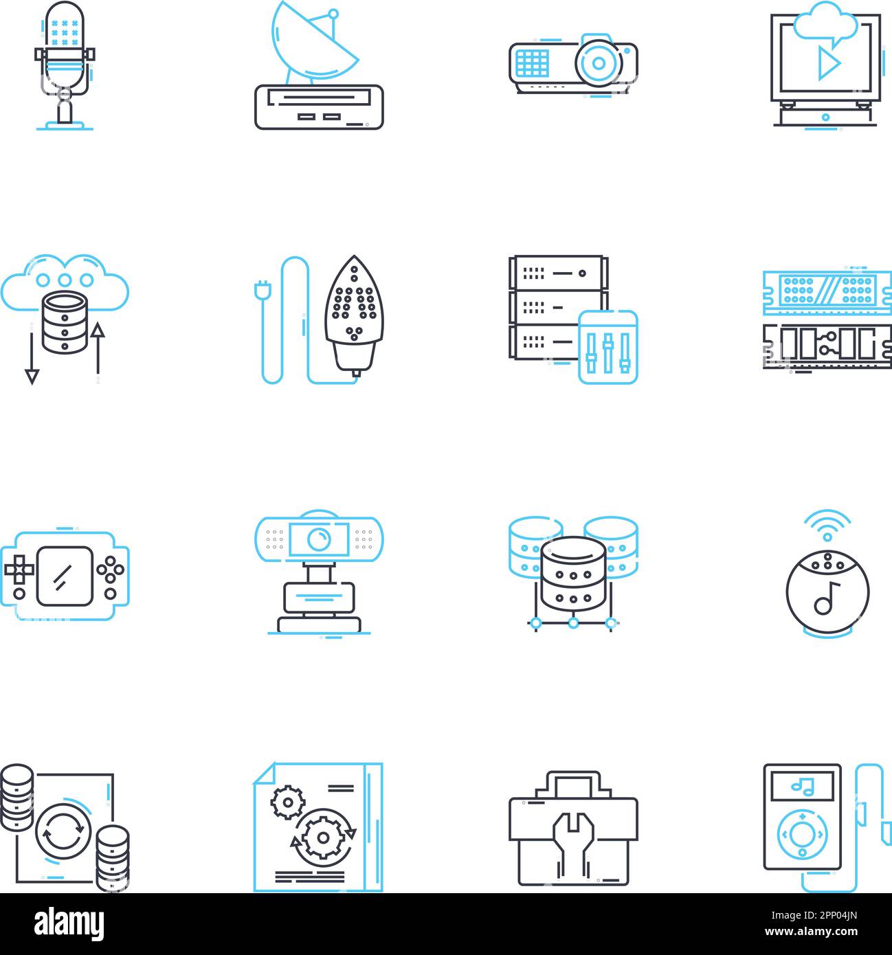 Virtual offices linear icons set. Flexibility, Efficiency, Mobility ...