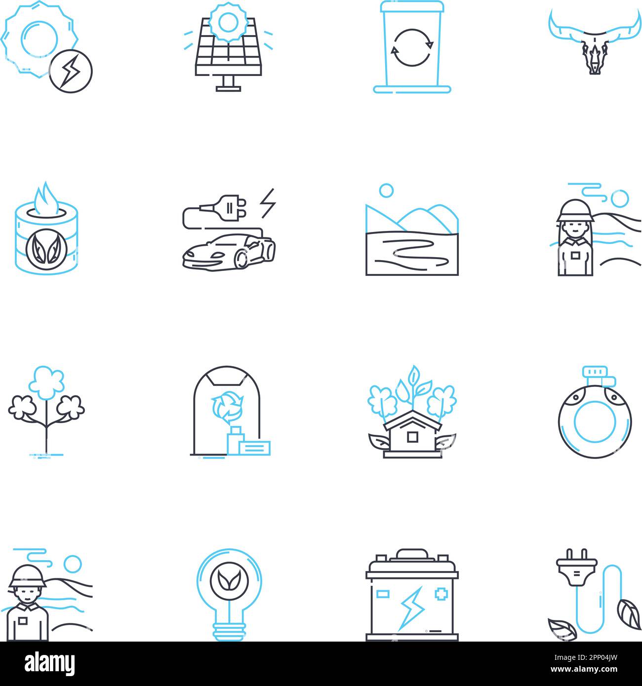 Environmental impact linear icons set. Sustainability, Pollution ...