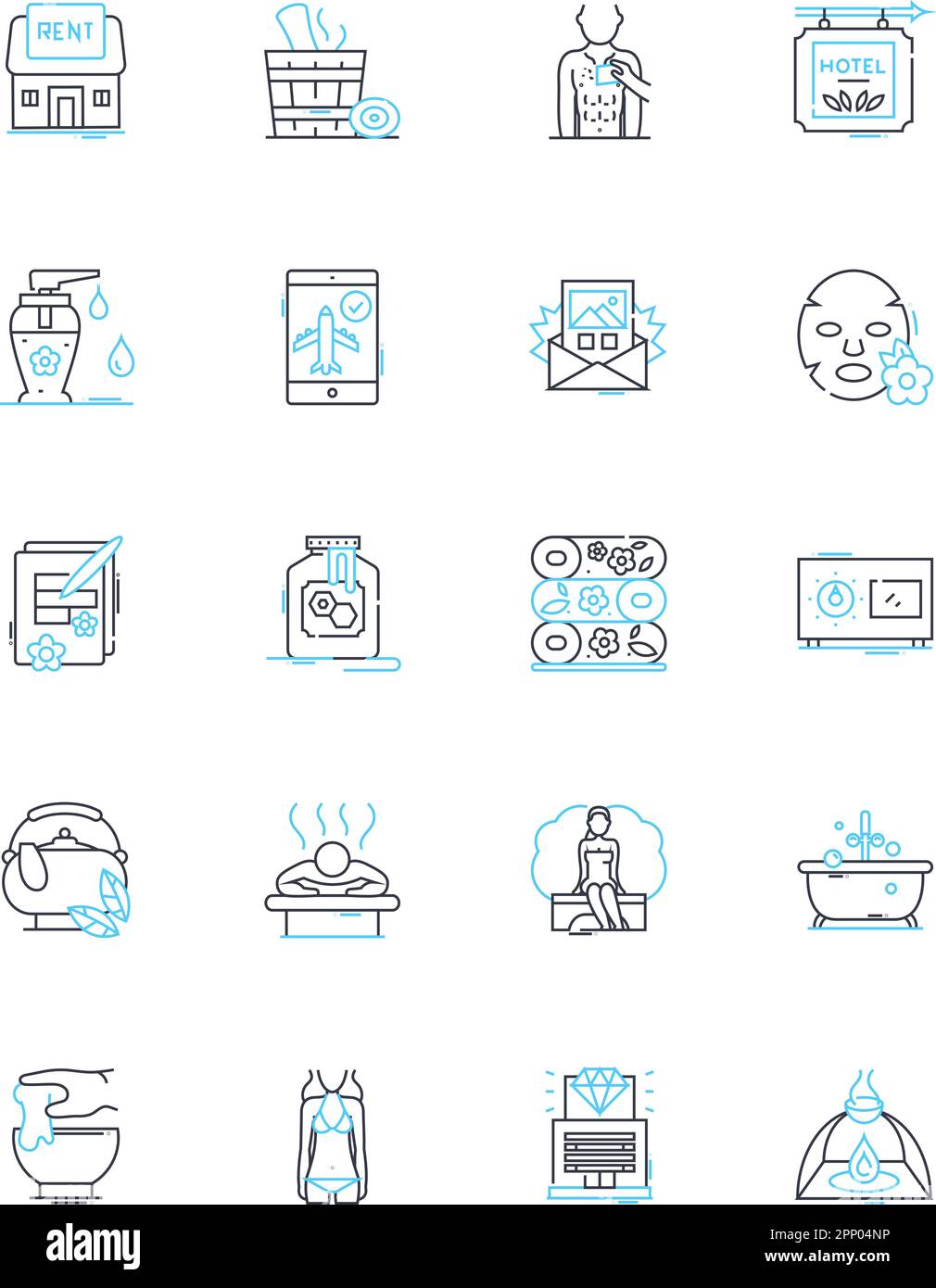 massage therapy linear icons set. Relaxation, Tension, Knots, Pressure, Stress, Sleeptime ...