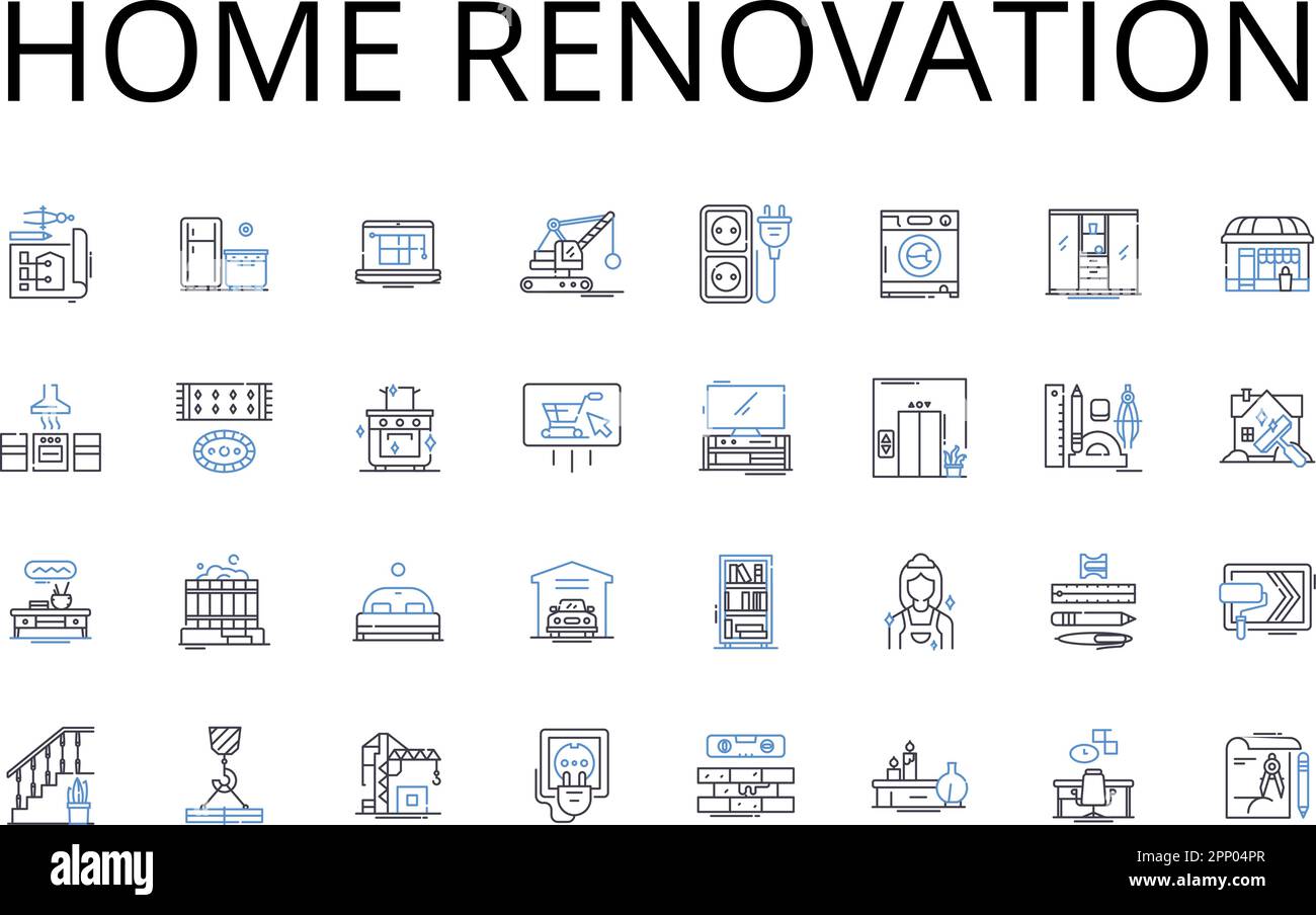 Home renovation line icons collection. House remodeling, Property ...