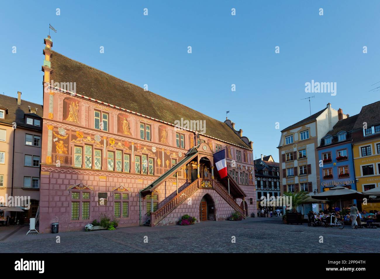 Historical center of Mulhouse, Old city Hall, Alsace, France Stock ...