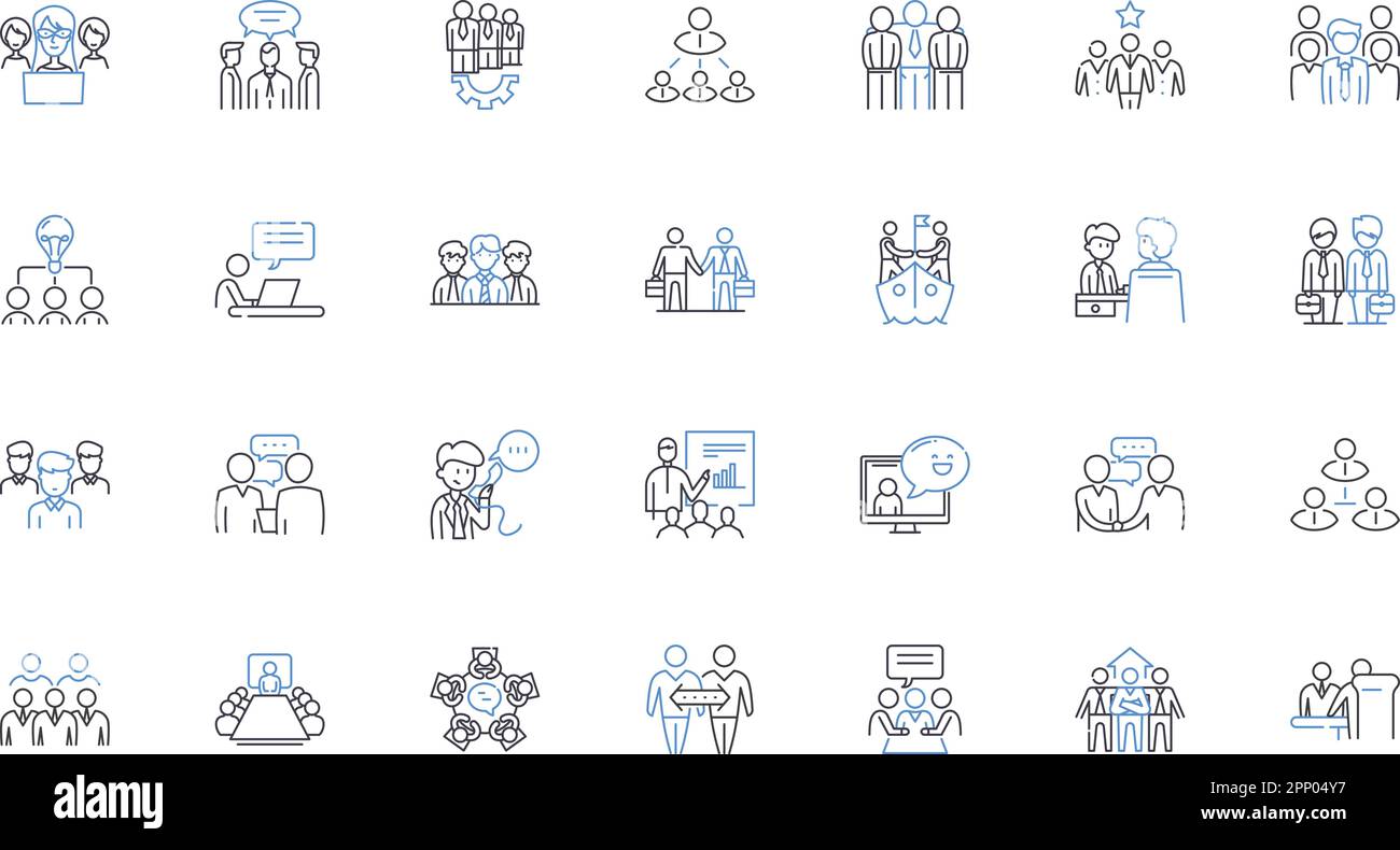 Association Line Icons Collection Unity Collaboration Partnership