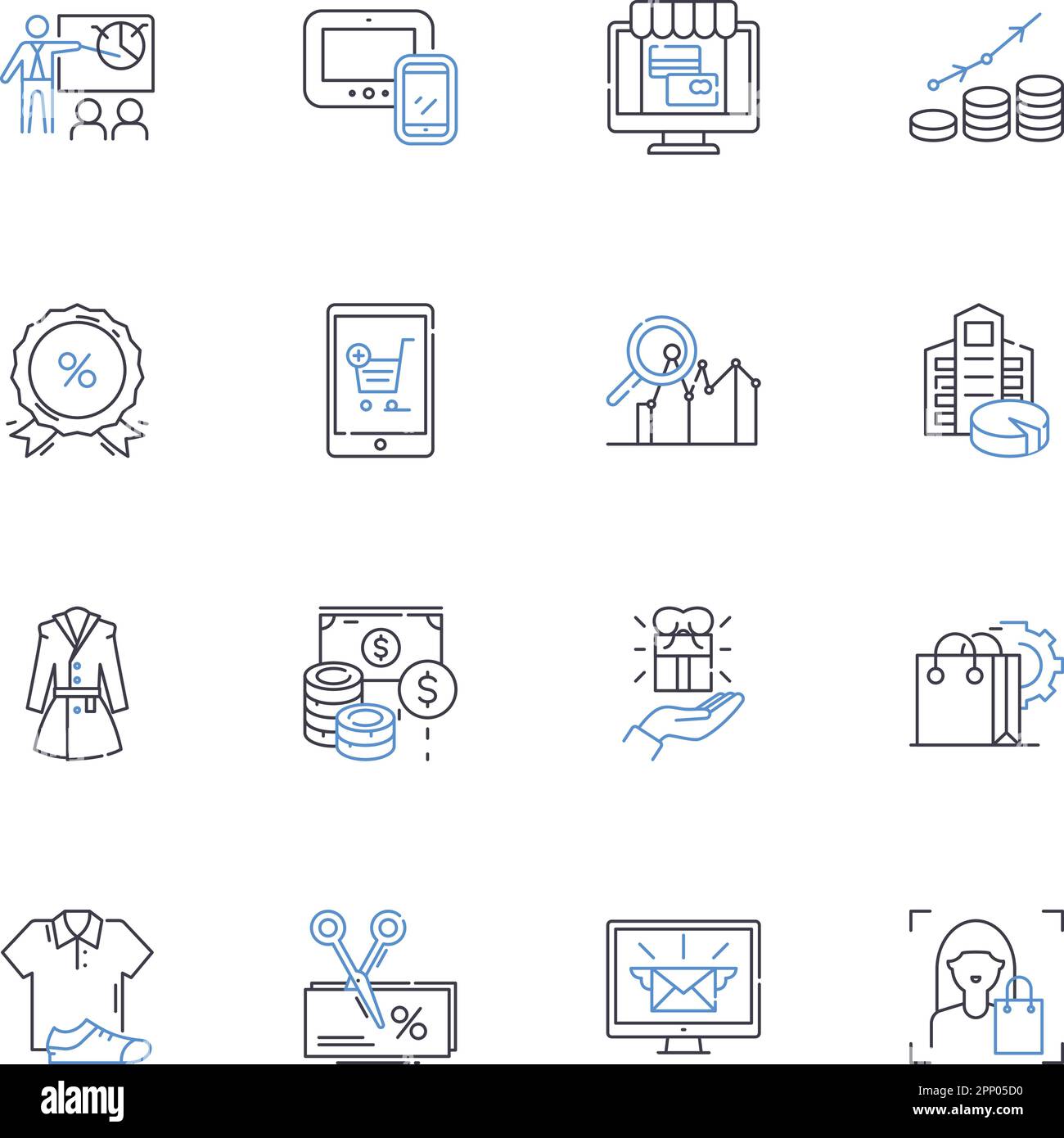 Sundry shop and recompense line icons collection. Necessities ...