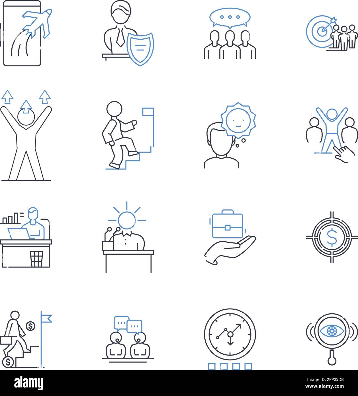 Management Administration Line Icons Collection Leadership Strategy