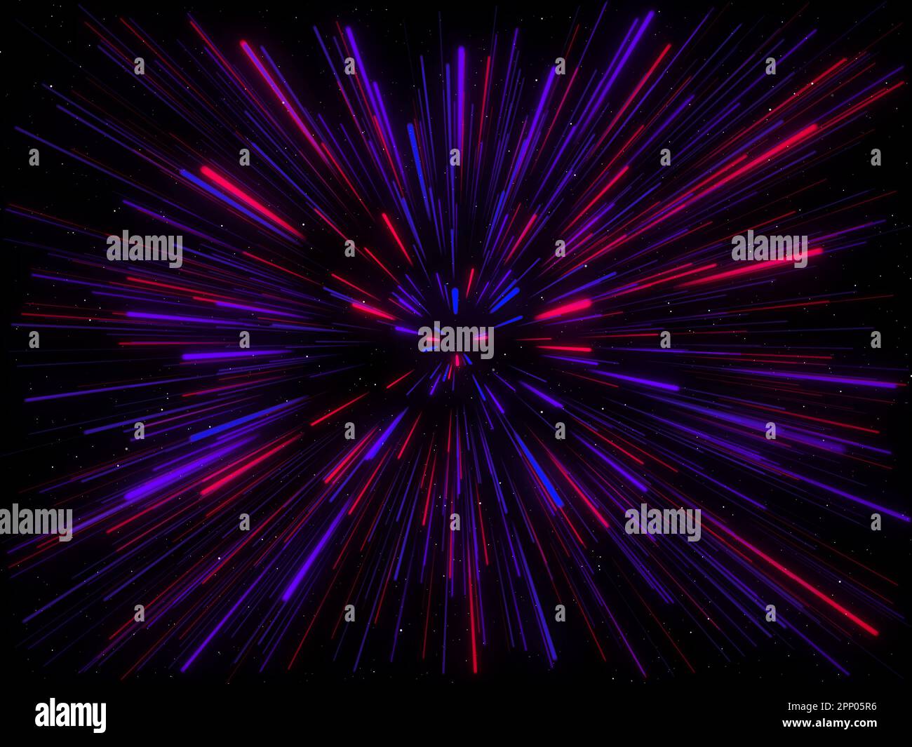 3D render of a futuristic background with hyperspace zoom design Stock ...