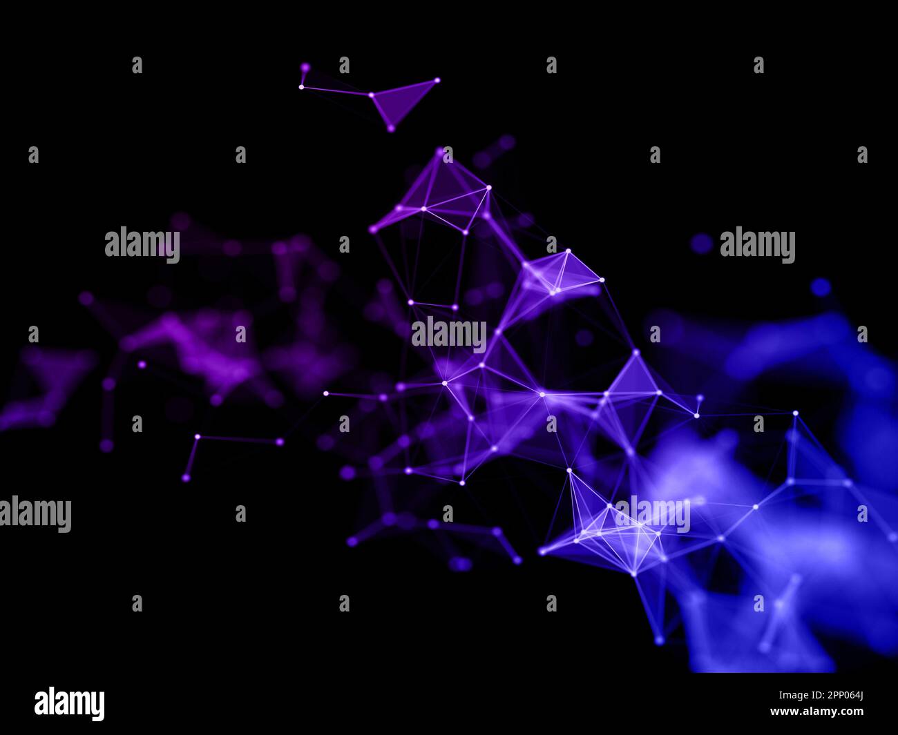 3D render of an abstract techno background with connecting lines and ...