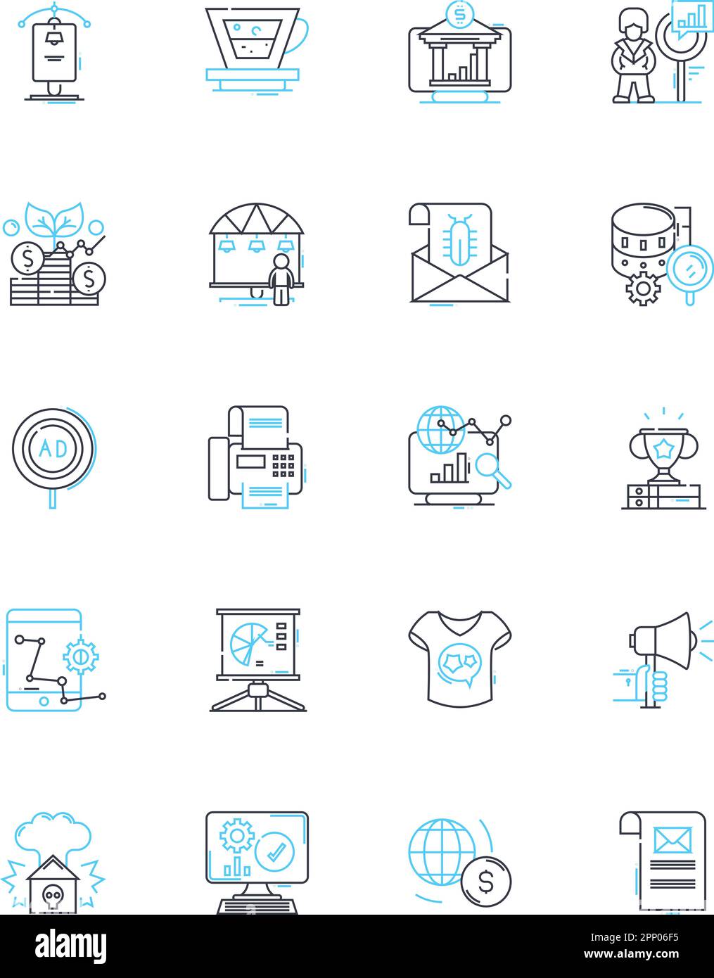 Project research linear icons set. Investigation, Analysis, Experimentation, Study, Exploration ...