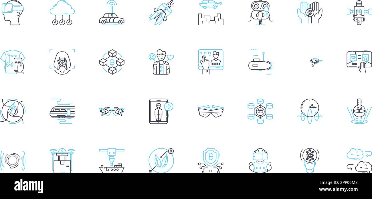 Emerging trends linear icons set. Sustainability, Innovation ... Emerging trends linear icons set. Sustainability, Innovation ...