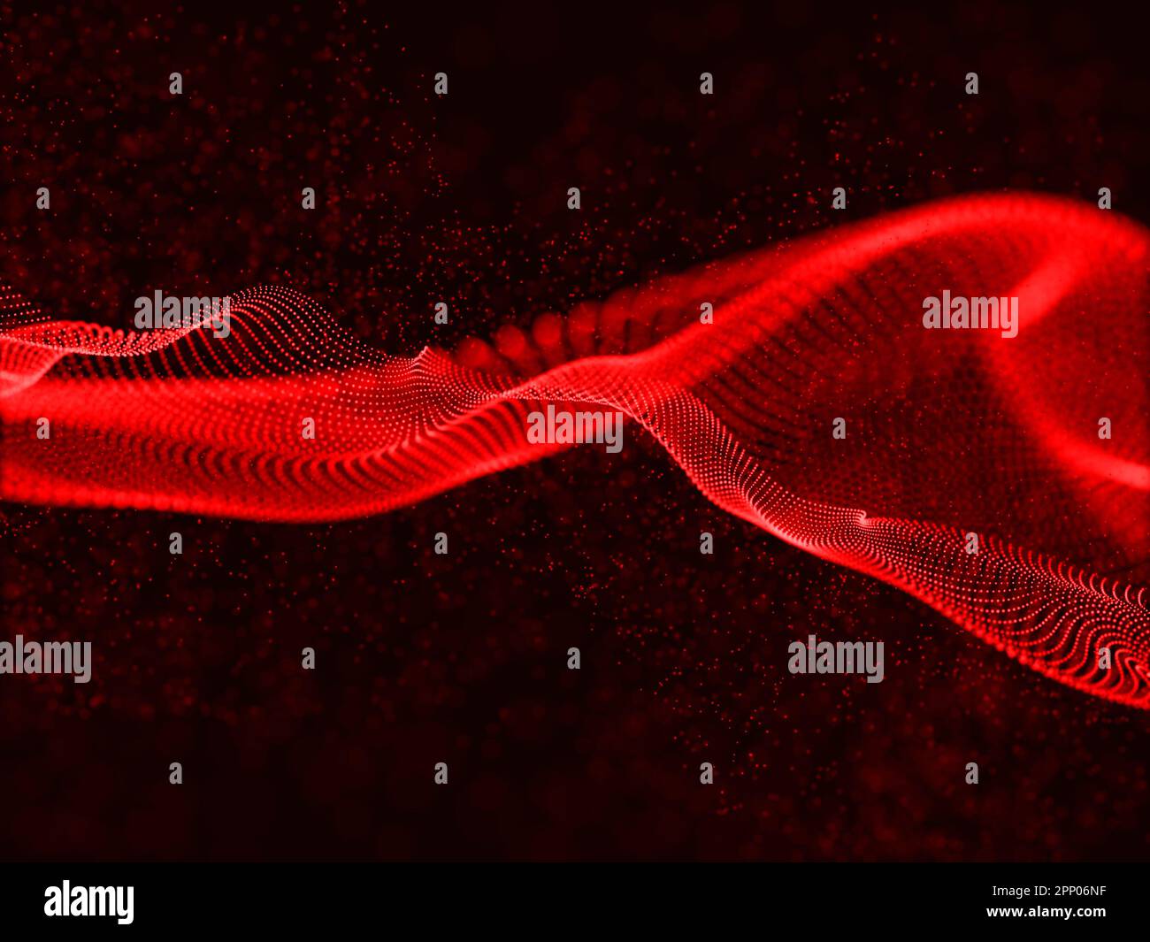 3D render of a scientific technology background with particle waves ...