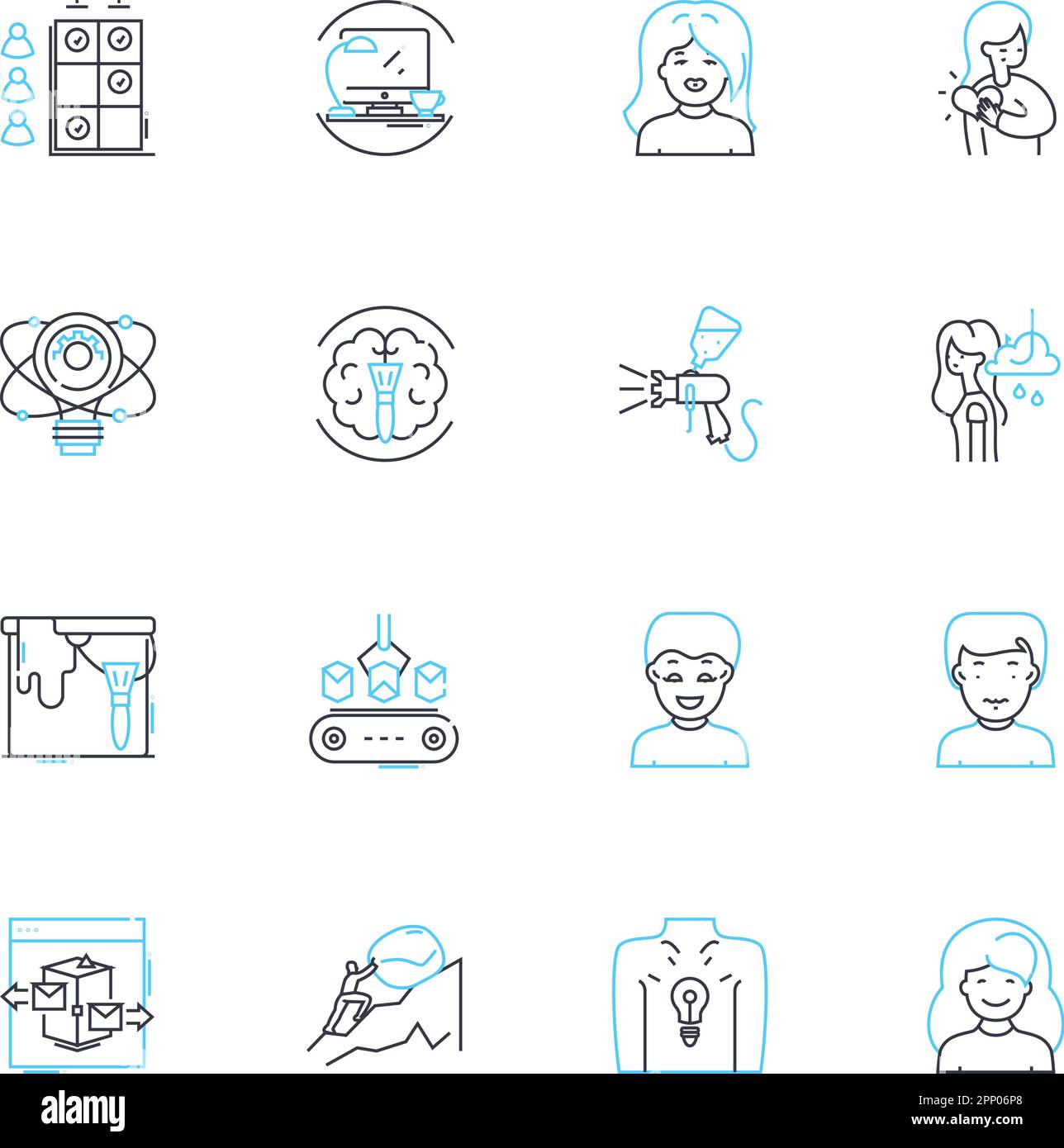 Mental wellbeing linear icons set. Happiness, Mindfulness, Anxiety ...
