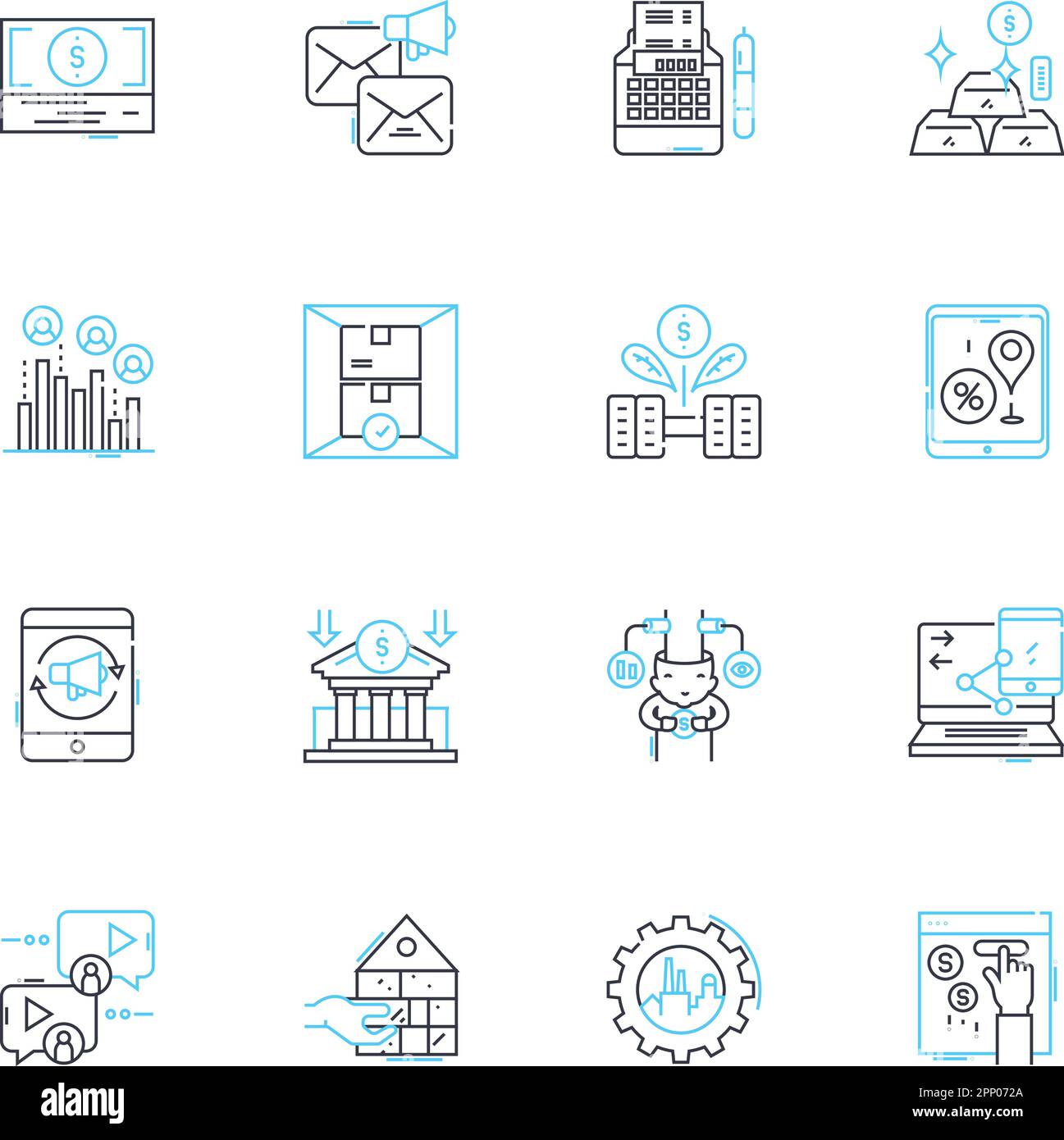 Electronic Age Linear Icons Set Digitization Automation Robotics Cybersecurity Internet